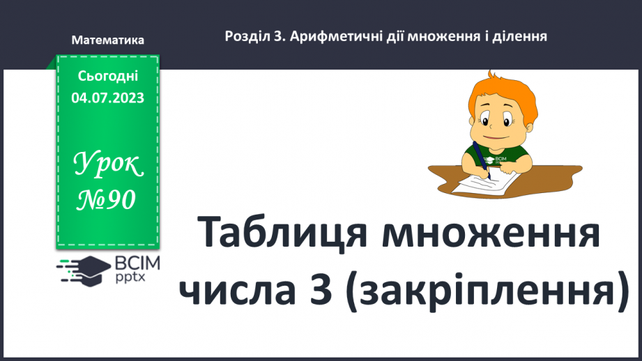 Урок №90 для 2 класу з математики за С Логачевською Таблиця множення